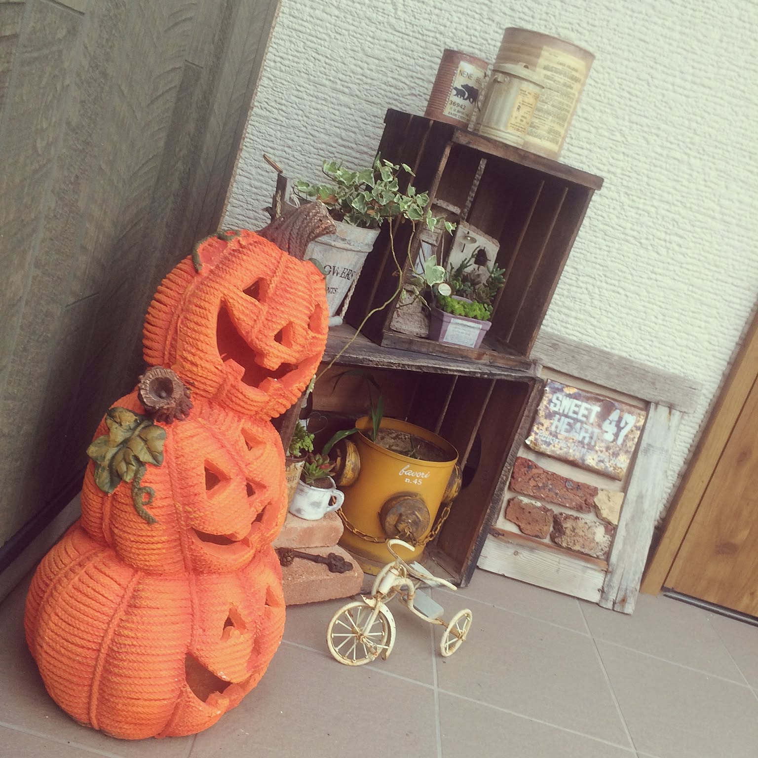 玄関/入り口/木箱/ハロウィン/junkarrowさん♪/NENE BELL...などのインテリア実例 - 2015-08-23 21:17: ...