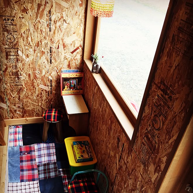 玄関/入り口/OSB合板/パッチワーク/デニムリメイク/デニム...などのインテリア実例 - 2016-03-30 19:44:34 ｜ RoomClip（ルームクリップ ...