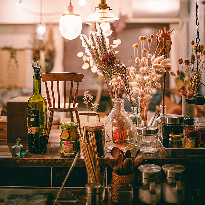 調味料入れ/キッチンタイル/アンティーク/キッチンカウンター/好きな時間...などのインテリア実例 - 2022-05-27 23:02:37 ｜ RoomClip（ルームクリップ ...