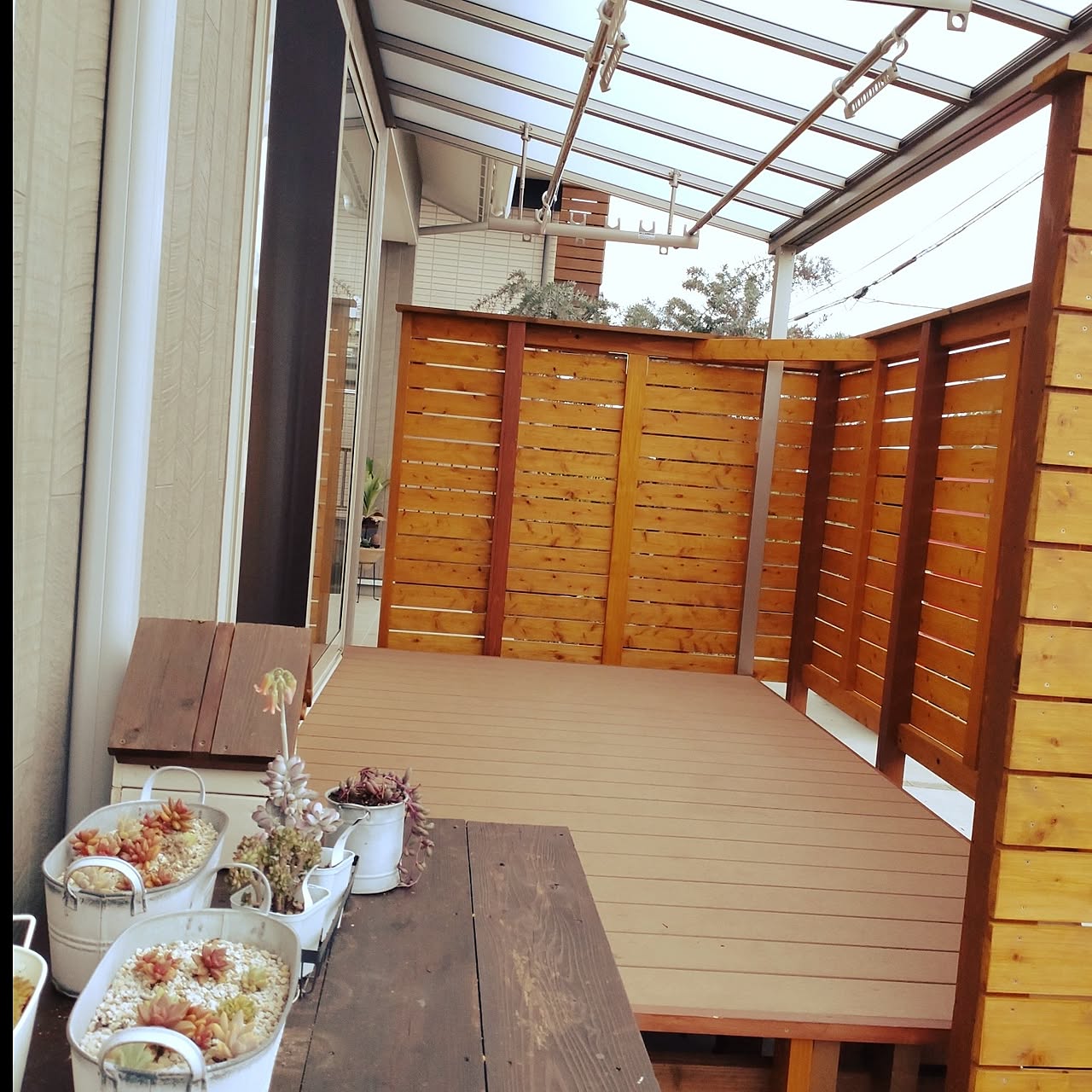 テラス屋根 目隠しフェンスDIYのインテリア・手作りの実例 ｜ RoomClip（ルームクリップ）