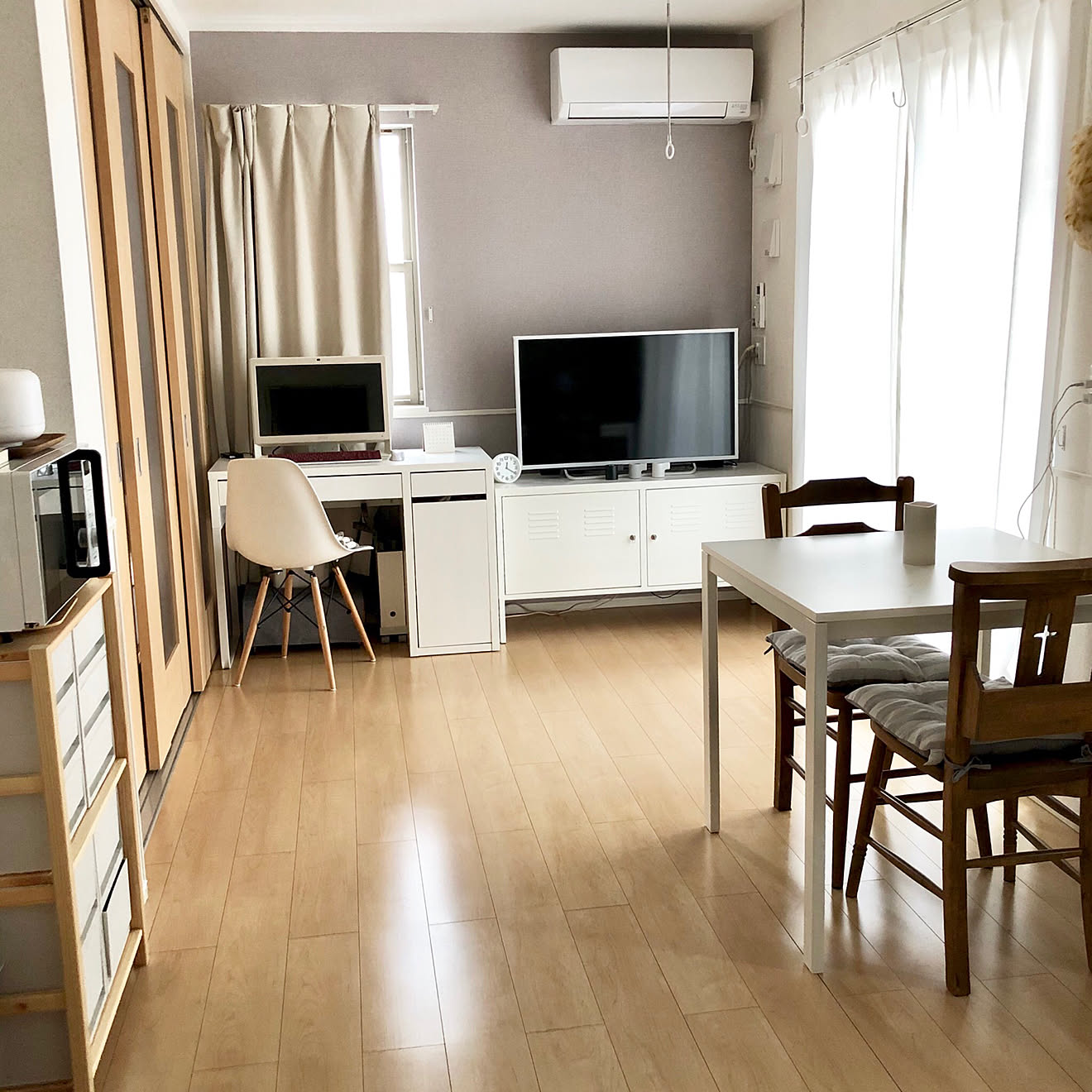 ホワイトインテリア/1LDK 1人暮らし/大東建託 1LDK/無印良品/ナチュラル...などのインテリア実例 - 2019-04-01 12:30:04 ｜ RoomClip（ルームクリップ）