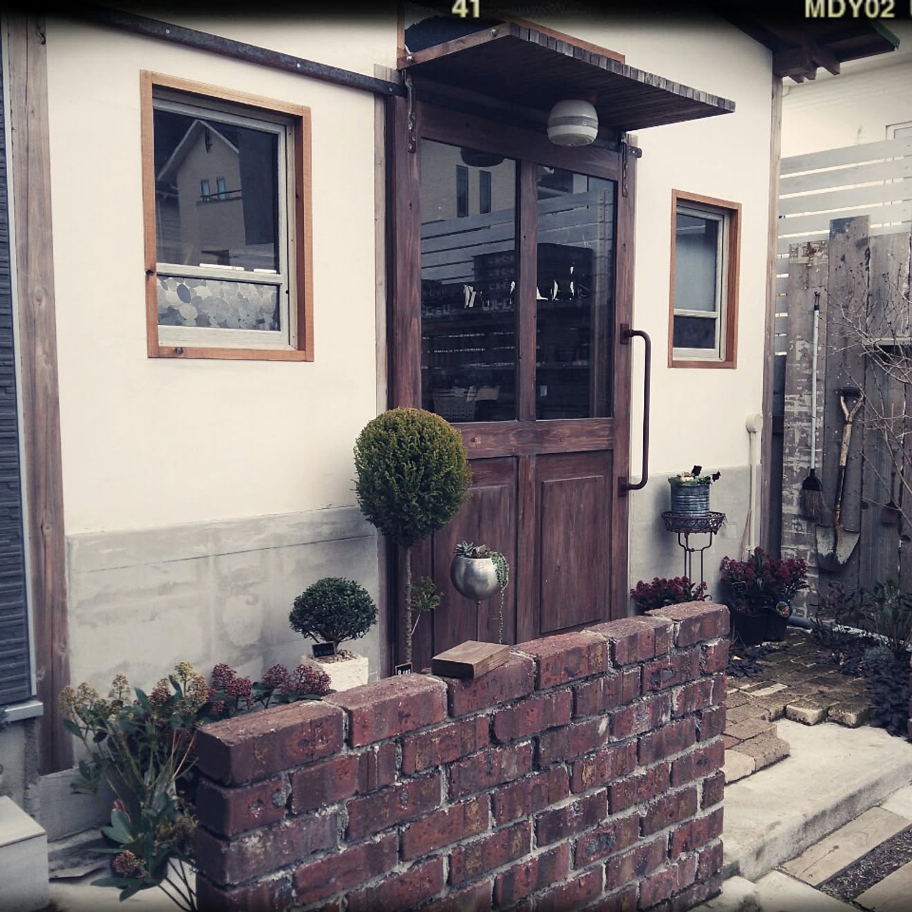 玄関/入り口/ダウンライト黒/木製ドア/緑色のドア/店舗付き住宅＊店舗用出入り口...などのインテリア実例 - 2018-02-05 23: ...