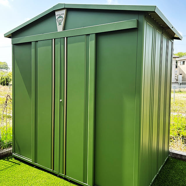 タクボ物置 LEISURE リジュー LS-2215GN 『屋外用 中型物置 DIY向け 収納庫』 ガーデングリーン おしゃれ クール シンプル 戸建て 玄関 庭 かわいい 大容量 屋外 小型 ...