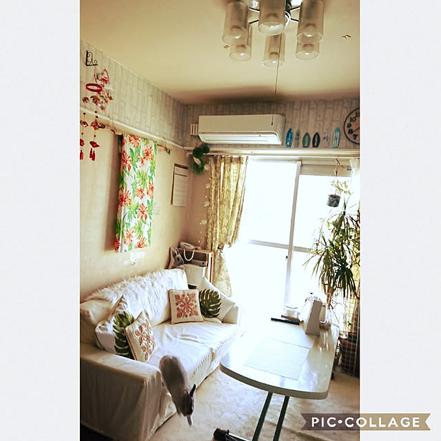 【写真付きレビュー】クッションカバー 刺繍 リゾート リーフ 植物 南国 45×45cm ハワイアン グリーン モンステラ 春 インテリア雑貨 ...