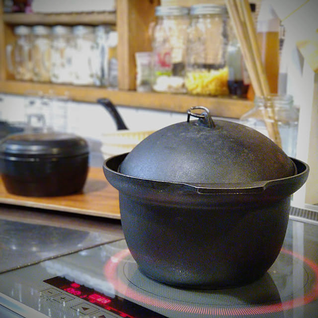 【写真付きレビュー】1602200 盛栄堂 南部ごはん釜 3合炊 F−414 4906994441415 及源鋳造 南部鉄器 IH対応 ごはん鍋 3合炊き OIGEN ご飯鍋 アウトドアグッズ ...