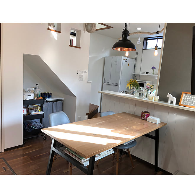 リビング/グレーインテリア/キッチンカウンターDIY/フェイク壁DIY/カウンター下をグレーに♪...などのインテリア実例 - 2022-09 ...