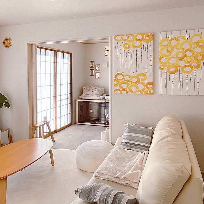 ちょい置きコーナーテーブル/オットマン/ビーズクッション/ダイヤモンドキルトビーズクッションXL/ちょい掛けソファ...などのインテリア実例 - 2022-11-29 11:25:36 ...