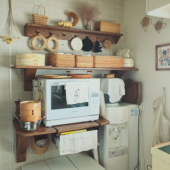 ナゲシレールブラケット/スタンドバー/無印良品/せいろ/現状回復DIY...などのインテリア実例 - 2022-08-23 16:37:59 ｜ RoomClip（ルームクリップ）