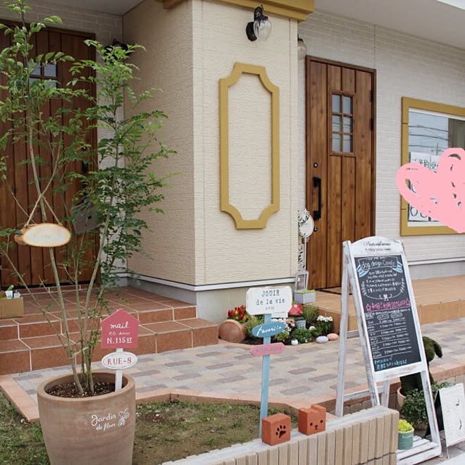 玄関/入り口/車止め/門柱/玄関ドア/店舗付き住宅＊店舗部分...などのインテリア実例 - 2019-01-07 07:31:57 ...