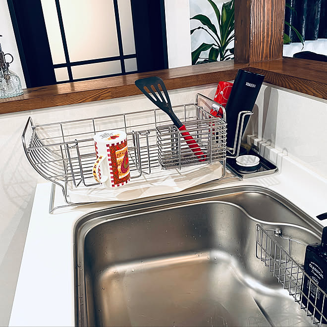 KEYUCA 水切りラック/KEYUCA/水筒スタンド/水筒置き場/ネイビーのドア...などのインテリア実例 - 2022-09-10 17:14:40 ｜ RoomClip（ルームクリップ）