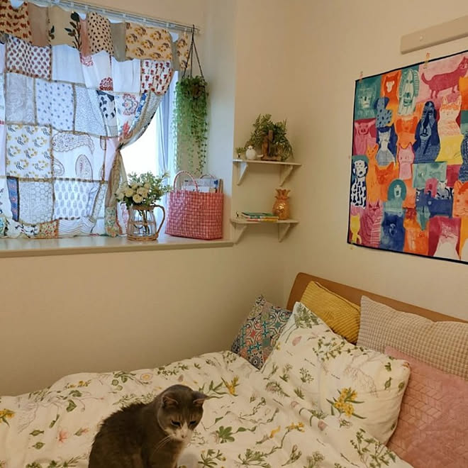 ベッド周り/カーテン/見て頂き感謝です♪/2LDK 二人暮らし/RoomClipの出逢いに感謝♡...などのインテリア実例 - 2022-09-30 21:45:10 ｜ RoomClip ...