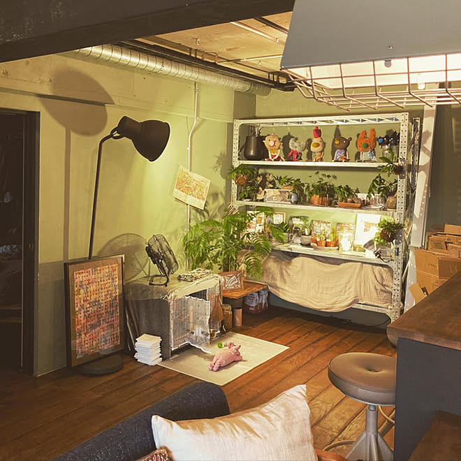 植物/1LDK/新入り/インダストリアル/2人暮らし...などのインテリア実例 - 2022-08-25 17:28:30 ｜ RoomClip（ルームクリップ）