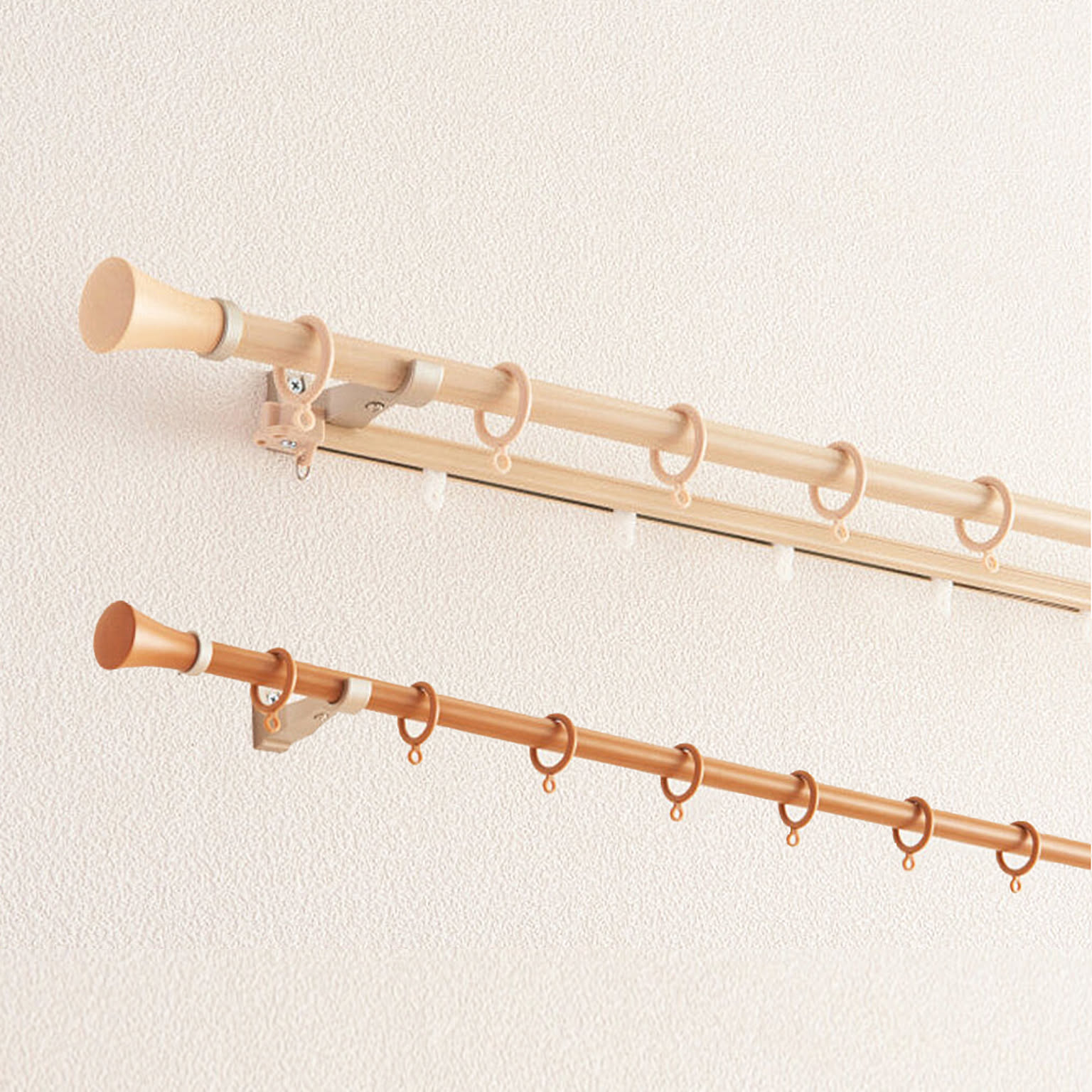 伸縮式カーテンレール ミディオ TOSO トーソー ナチュラル/ミディアム (2.0m用/3.0m用) シングル/ダブルセット (サイズ：1.2m〜2.0m/1.7m〜3.0m) 1セット ...