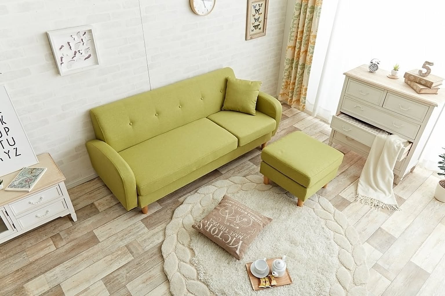 北欧スタイル 3人掛けカウチソファ ベージュ、ブルー、ブラウン、グリーン - 通販 | 家具とインテリアの通販【RoomClipショッピング】