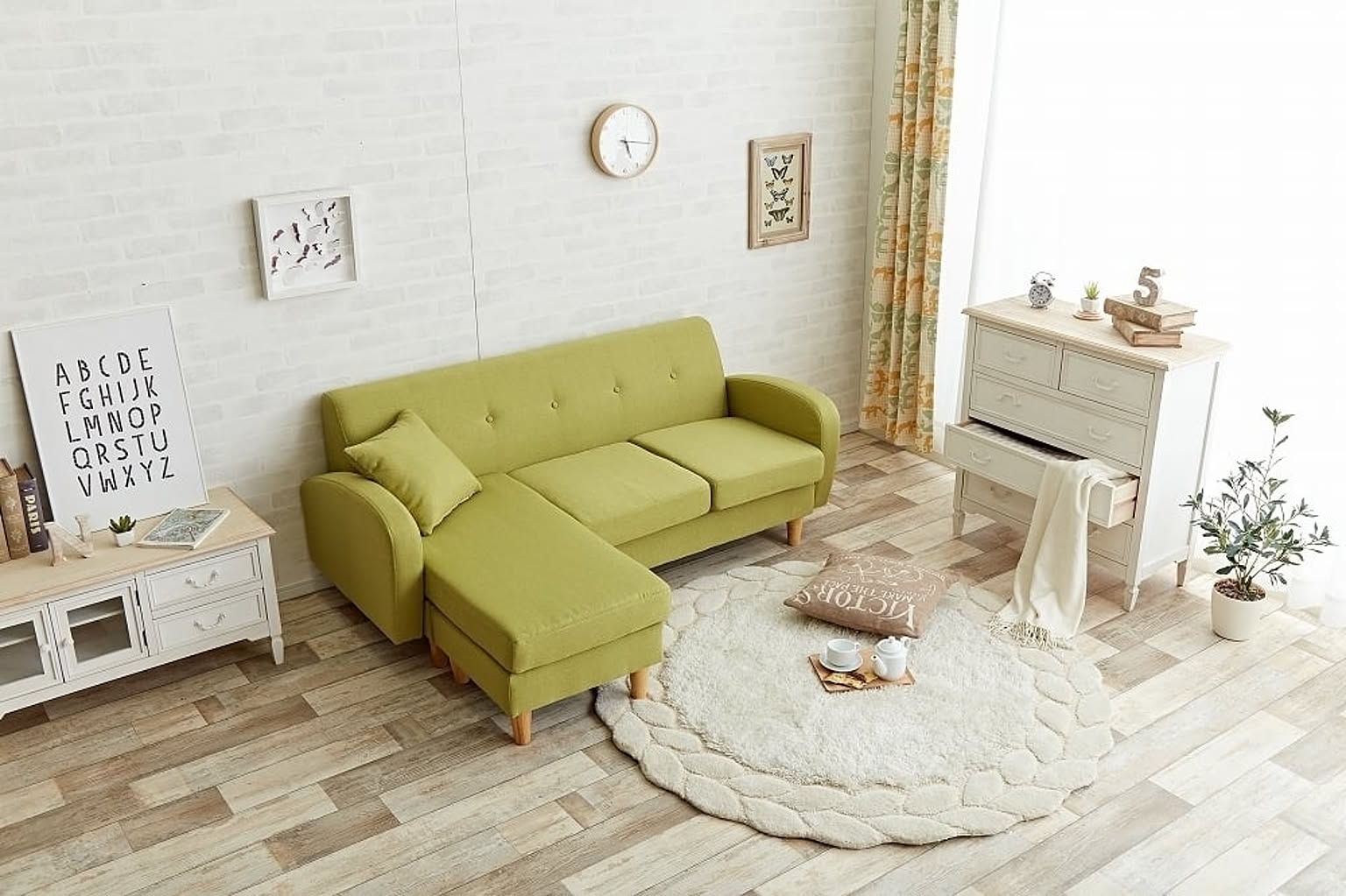 北欧スタイル 3人掛けカウチソファ ベージュ、ブルー、ブラウン、グリーン - 通販 | 家具とインテリアの通販【RoomClipショッピング】