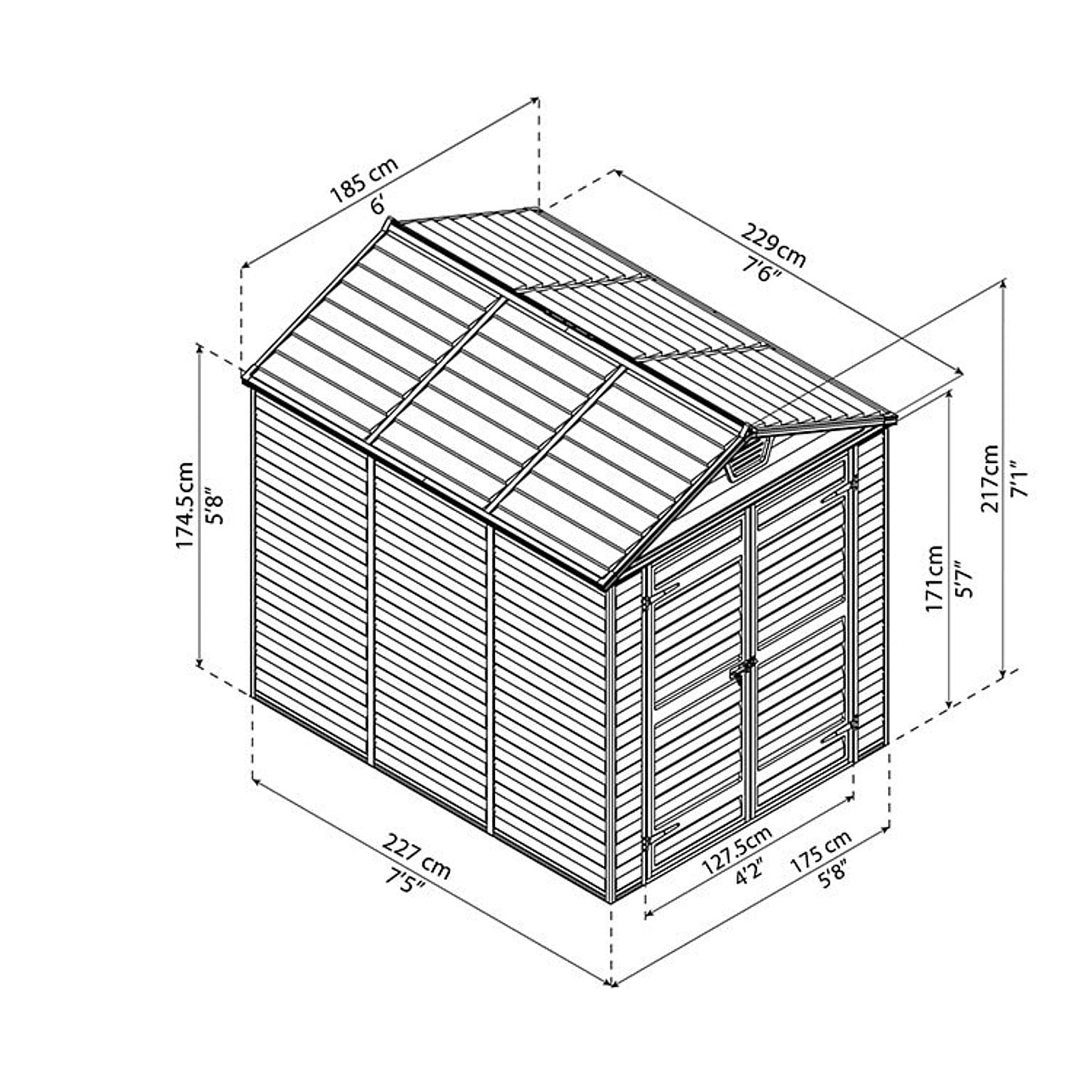 DEPOS スカイライト 6×8 横幅185cm×奥行229cm×高さ217cm ミッドナイトグレー CANOPIA カノピア 物置 収納庫 組立式 小屋 UV保護 耐熱 - 通販 | 家具と ...